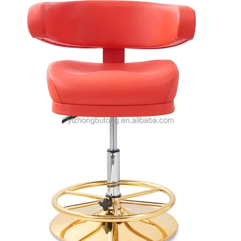 Modern Luxury Red Leather Swivel Seating Poker Chair For Bar Living ...