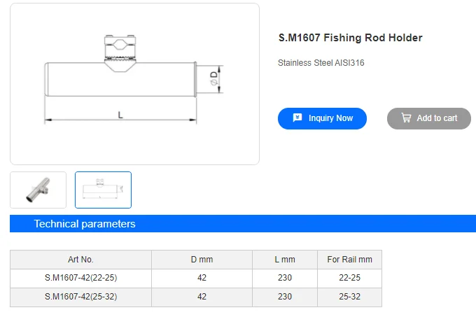 Stainless Steel 316 Fishing Rod Holder - High Mirror Polish