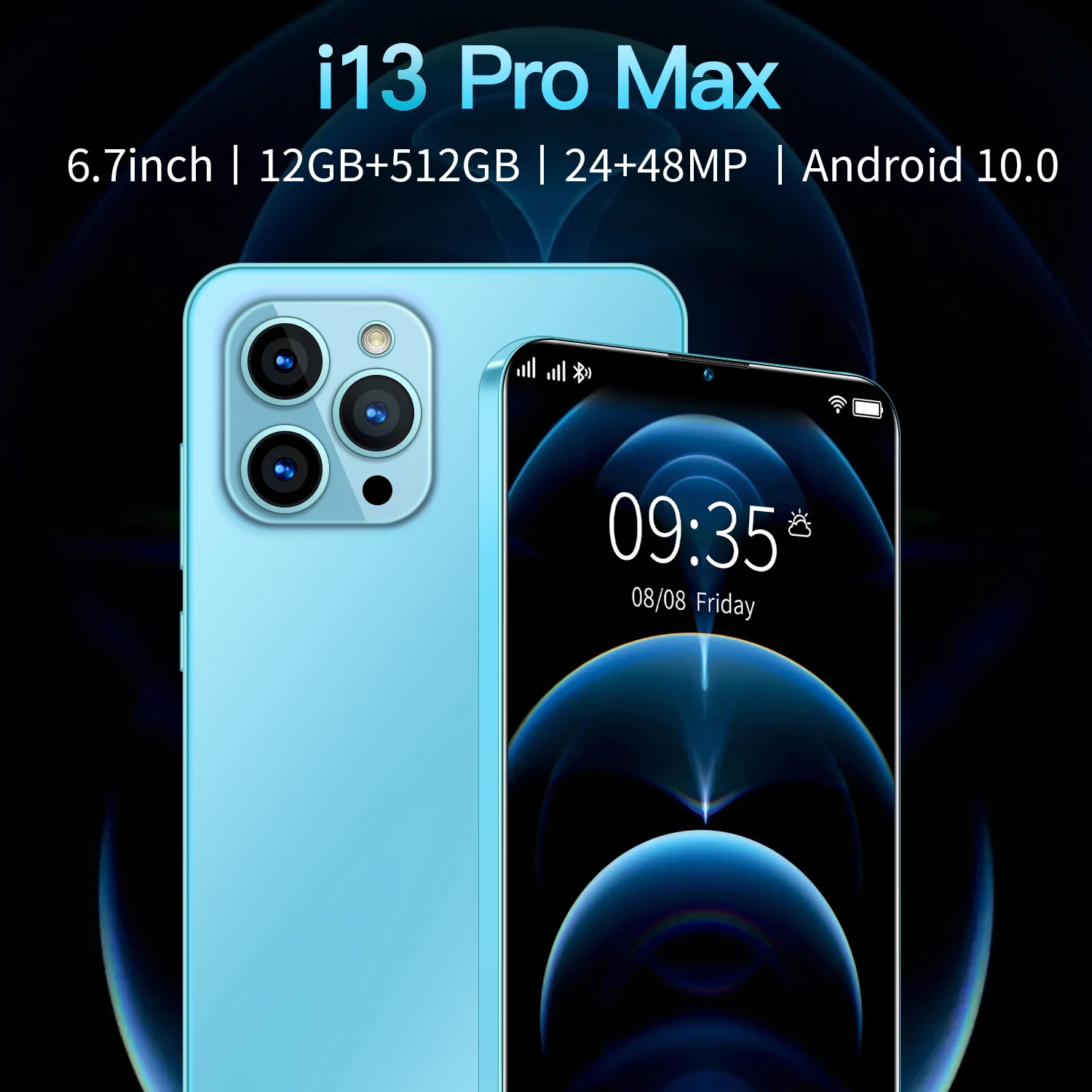 I13 Pro Max 6.7-inch 21mp+48mp 12gb+512gb 5800mah Android Smartphone 10 ...