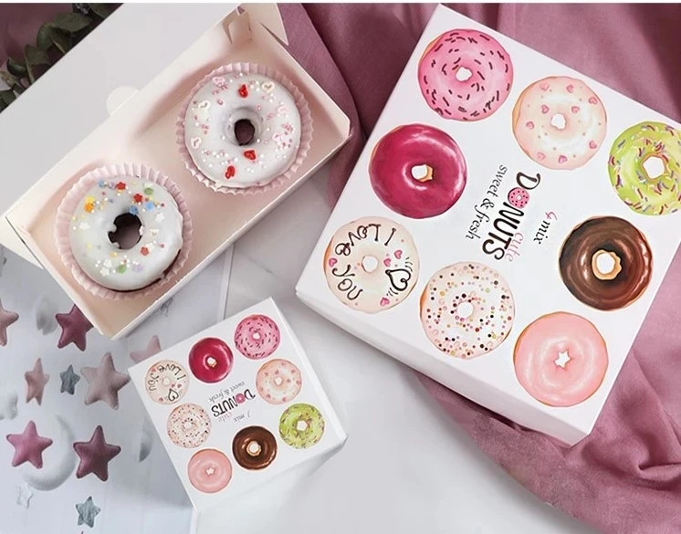 Ready To Ship 2pcs 4pcs Mini Donut Packaging Paper Box For Dessert ...
