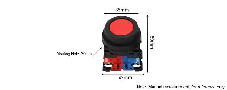 AR30FOR Flat Head Push Button Switch - Momentary 30mm