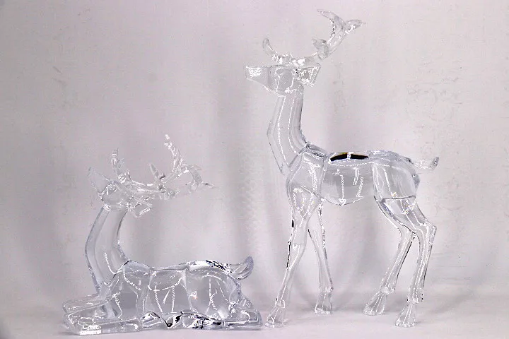 Silver Reindeer Decor - Clear Acrylic Standing Figurines