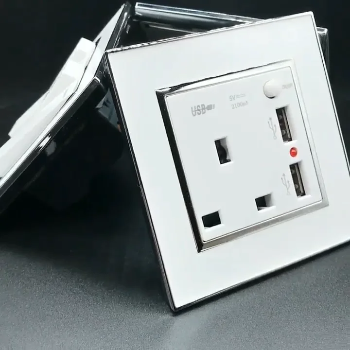 White Bs Usb Wall Socket Single Uk Electrical 13 Amp Wall Socket And ...