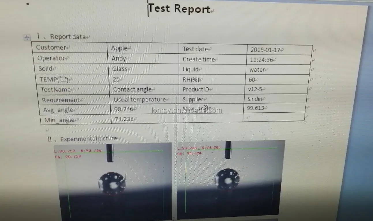 ASTM D 724, ASTM D5946, ISO15989 - Contact Angle Testing Equipment