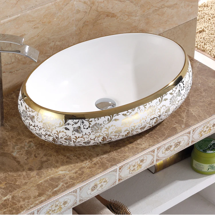 Tarpul Luxury Ceramic Oval Basin Countertop Washbasin Bathroom Ceramic ...
