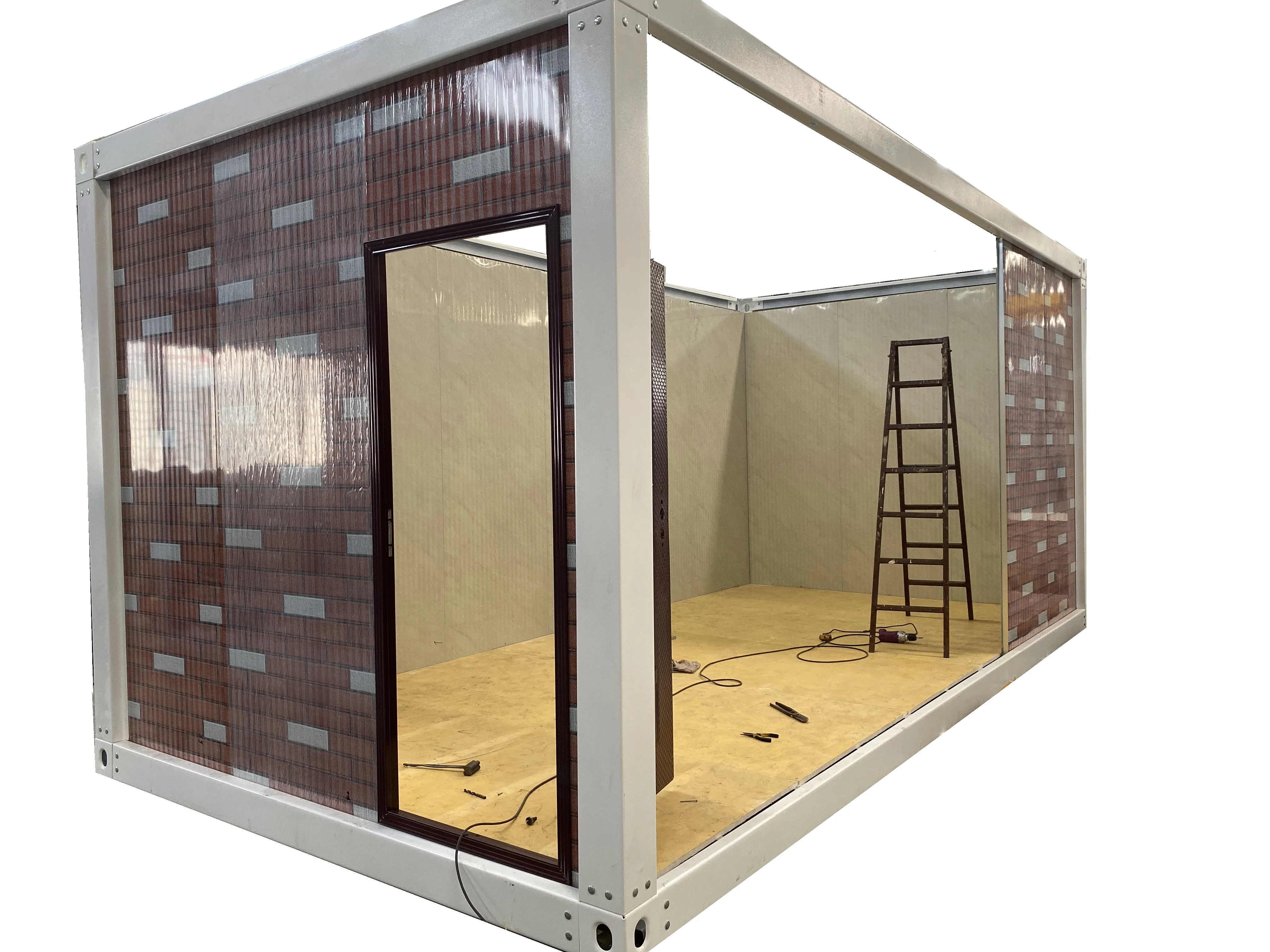 Red Brick Style Sandwich Panel Container House Prefab House Container ...