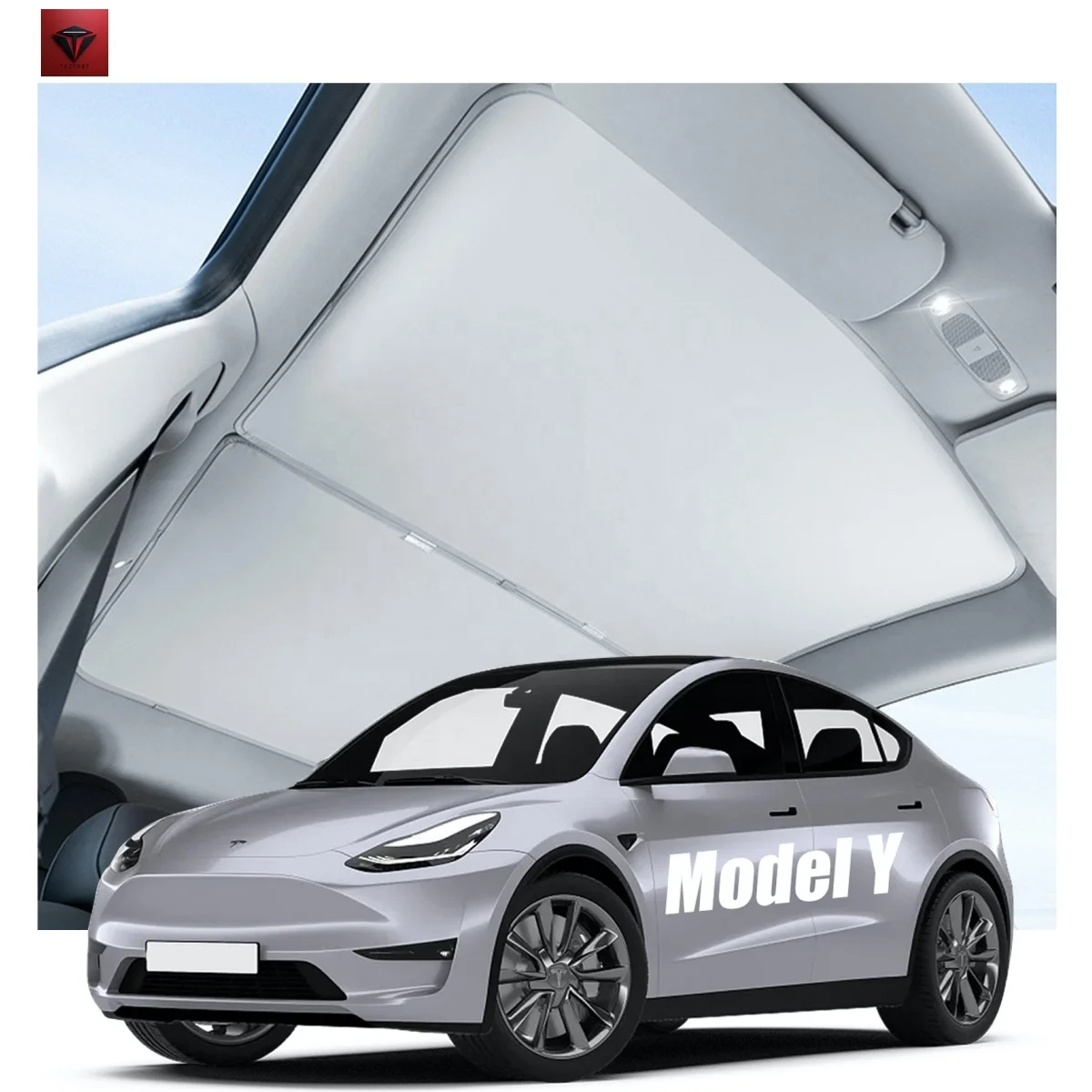 Tkzcrst Model Y 3 Glass Roof Sunshade With Storage Bag Foldable Sunroof ...