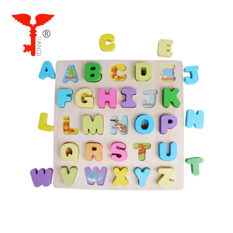 Wooden Alphabet Puzzle Baby Learning Letters Blocks Abc Chunky Puzzle ...