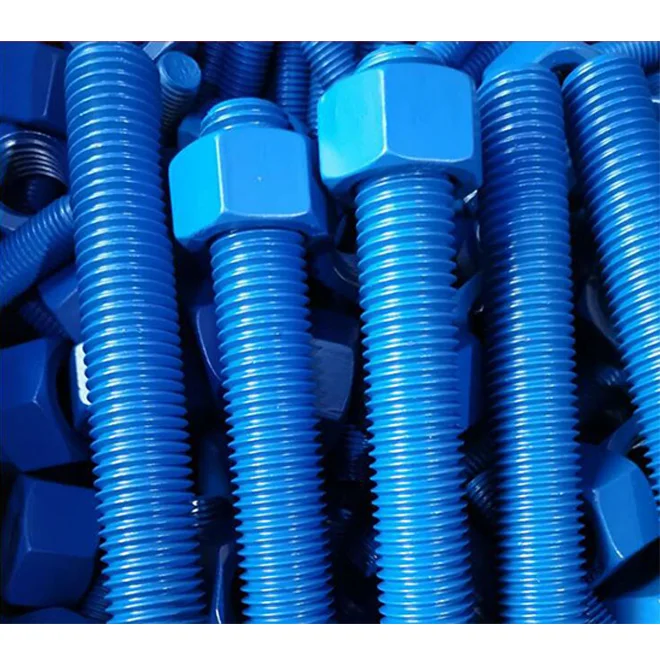 Blue Teflon Carbon Steel Tastm A193 B7 Stud Bolt With Nuts Thread Rod ...