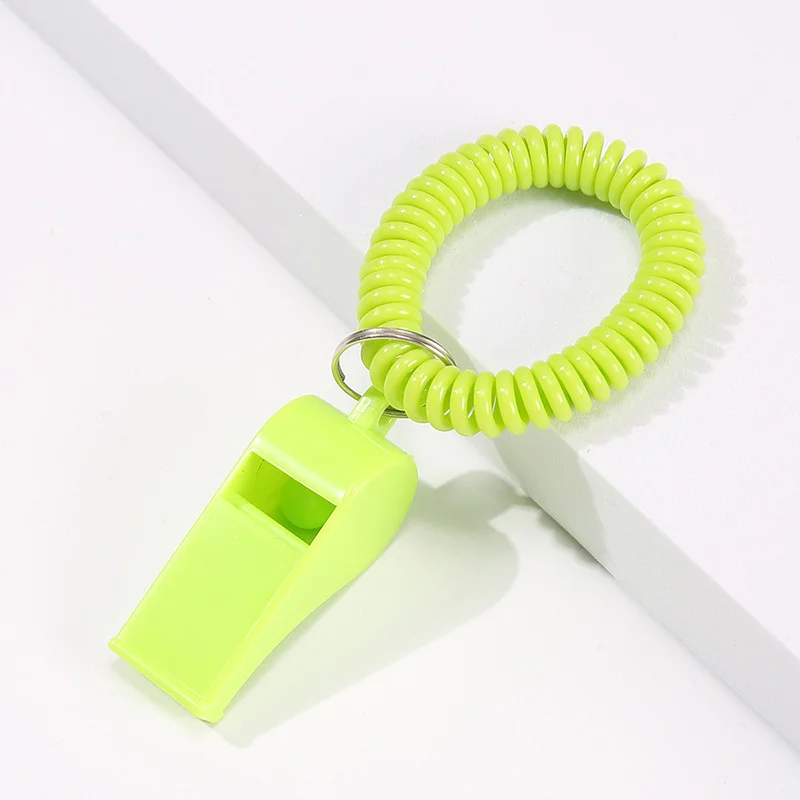 Plastic Colored Whistle with Telephone Line Spring Coil