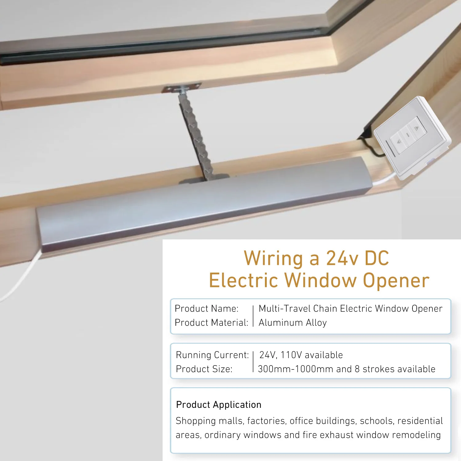 HUIYEETEX Skylight Motor with RF Remote Control - 110V/120V