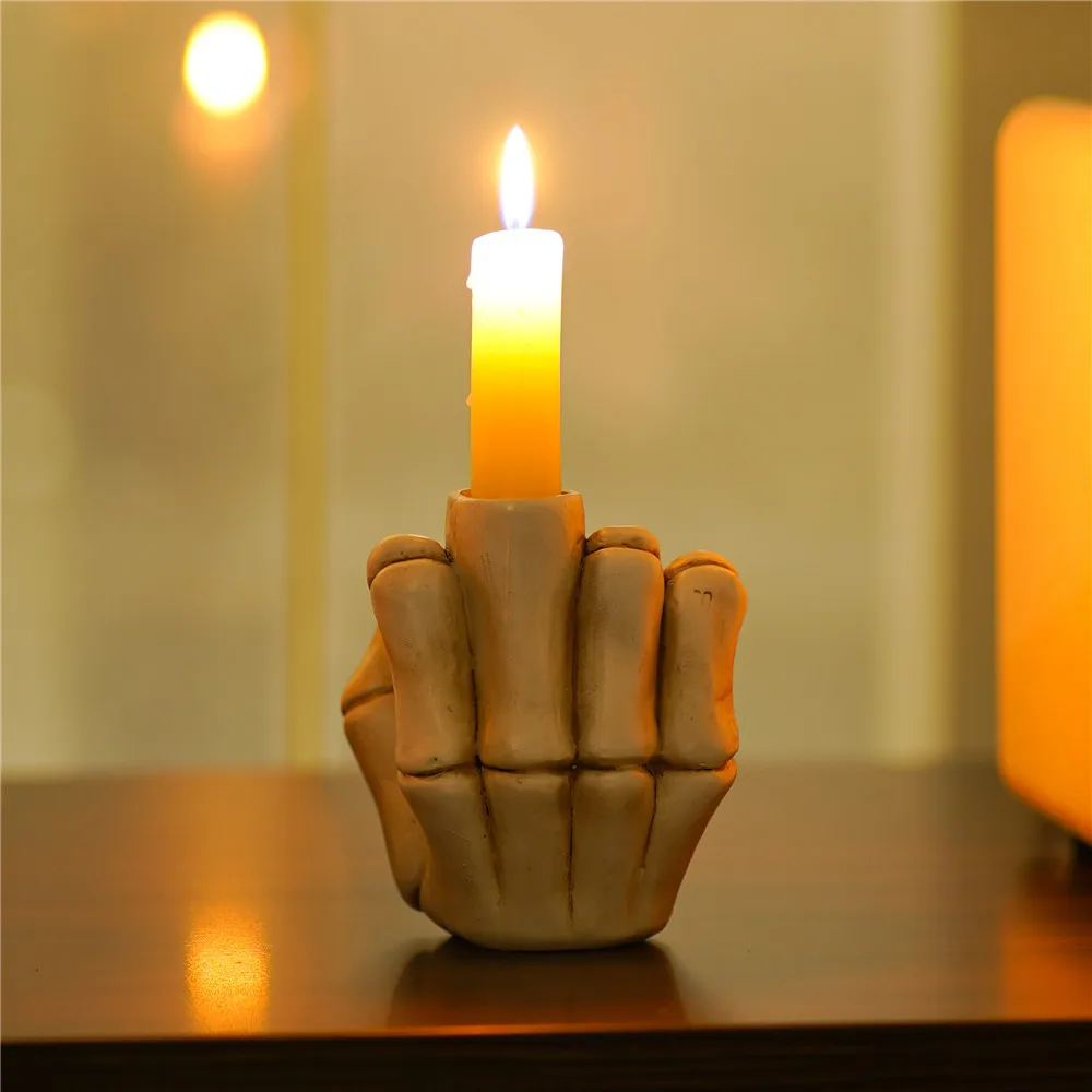 Funny Vertical Middle Finger Candlestick Dining Table Home Decoration ...