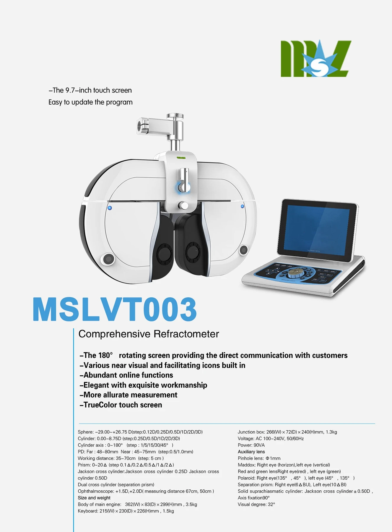 Ophthalmology Auto Digital Phoropter Eye Vision Test Equipment - Buy ...