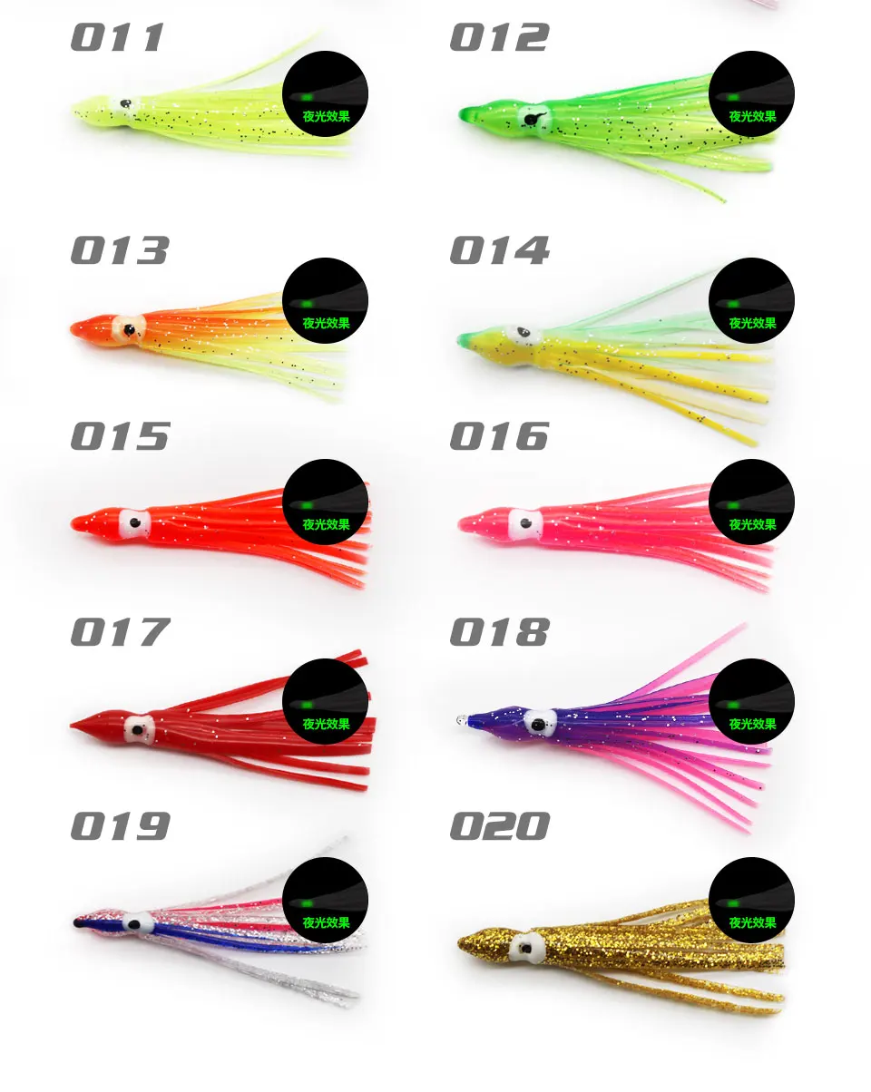 Customized Soft Plastic Trolling Fishing Using Octopus Skirts And Luminous Squids Skirt Fishing ...