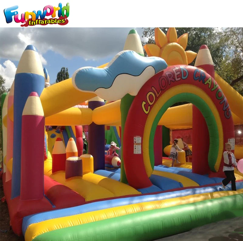 Giant Outdoor Integrated Crayons Anime Amusement Inflatable Theme Park ...
