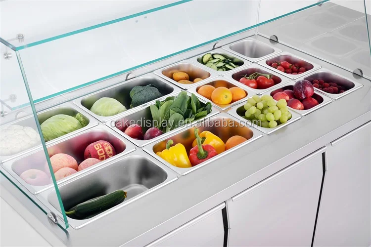 Air Cooling 3 Doors Salad Bar Counter Refrigerator - Snowland