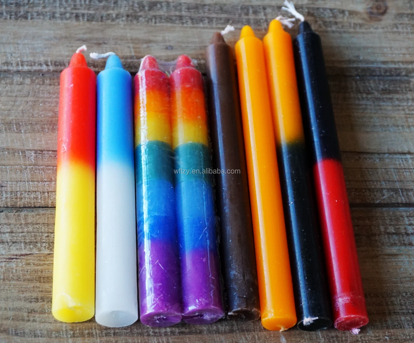 Multi Color Witchcraft Spells Rituals Chakra Chime Taper Stick Candle ...