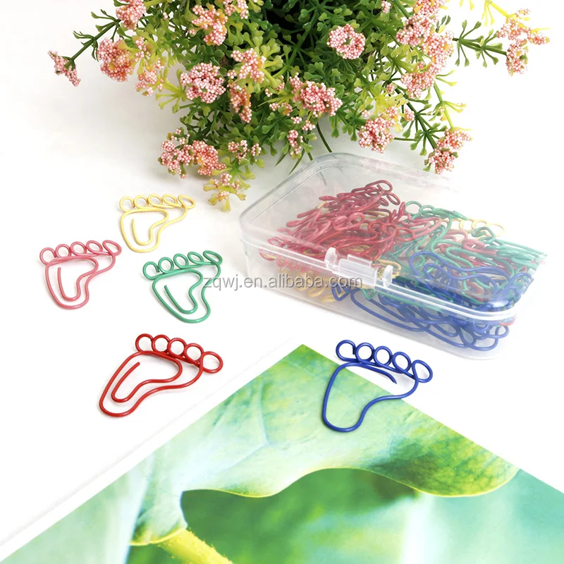 5 Colors Foot Shaped Paper Clips Mixed Colors 100pcs Per Bag Cute Fancy ...