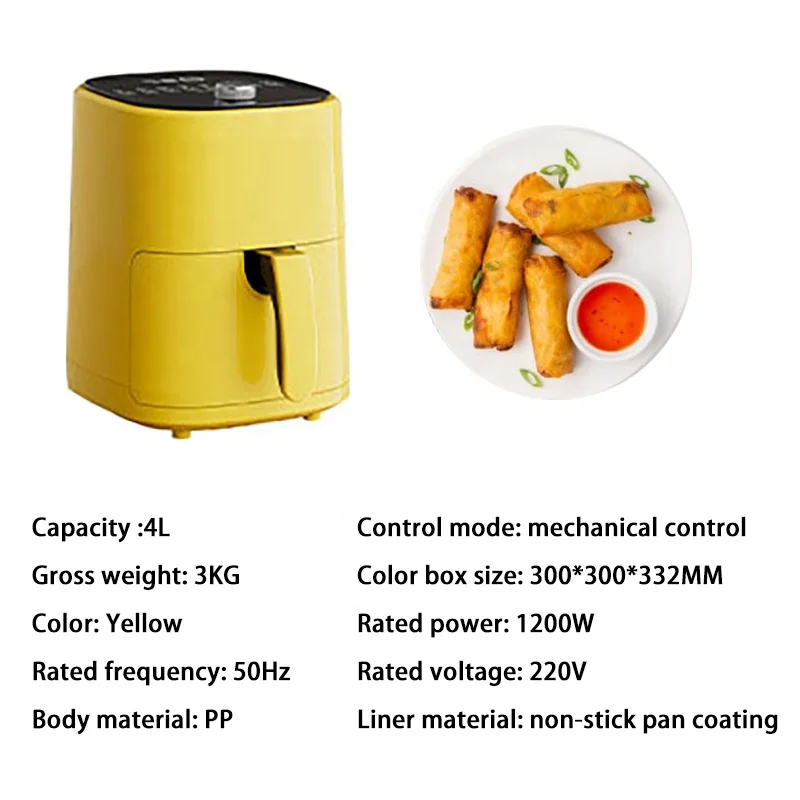Portable 4l Large Capacity Intelligent Timed Oven Electric Fryer ...
