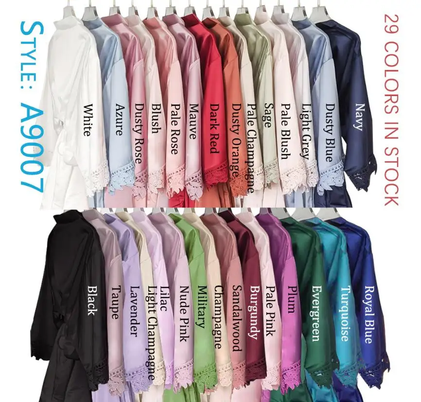 Factory Wholesales Wedding Silk Satin Lace Bridesmaid Robe For Bridal ...