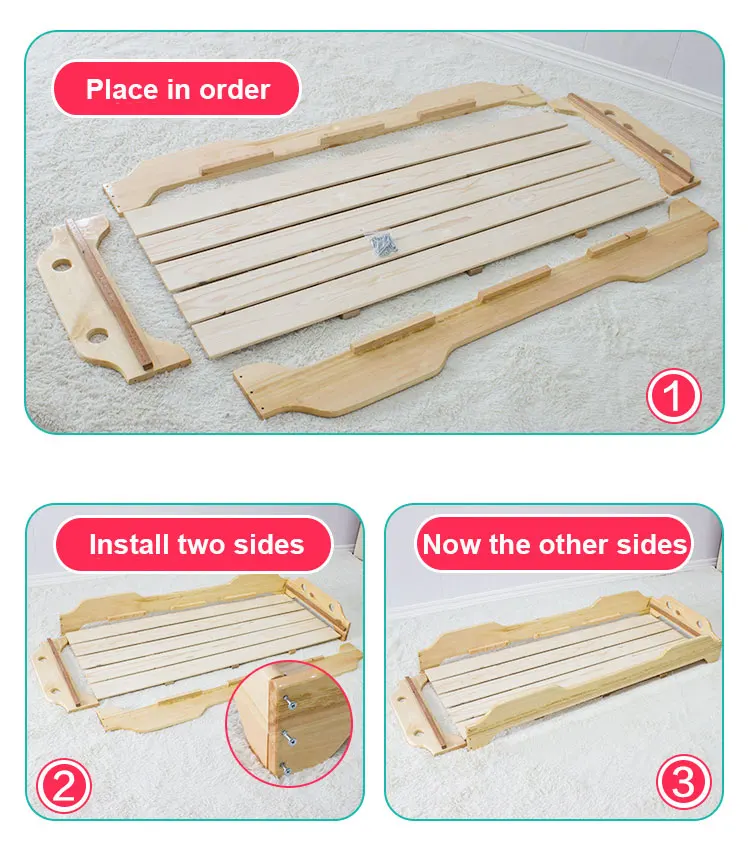 Moetry Custom Design Wood Bed - Space Saving Cots for Kids