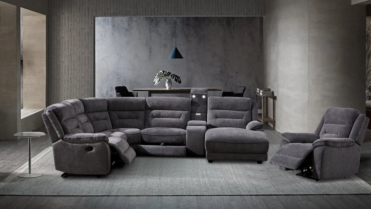 Manwah Cheers Skin-friendly Fabric Living Room Sofa 5-seater Manual ...