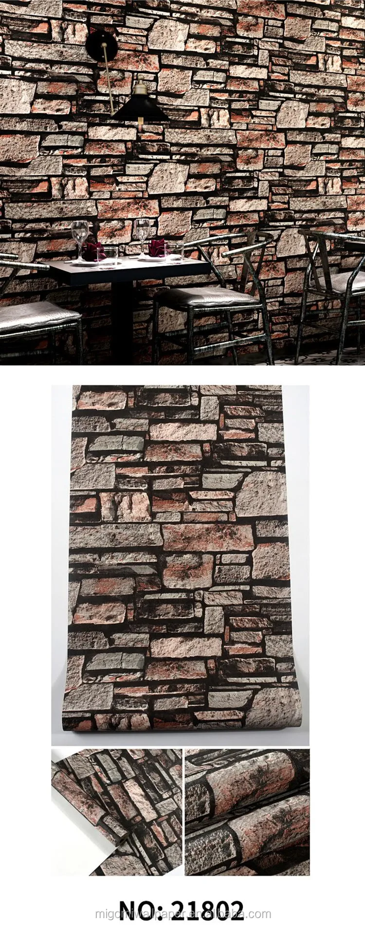 High Quality Home Decoration 3d Stone Wall Vinyl Wall Covering Pvc ...
