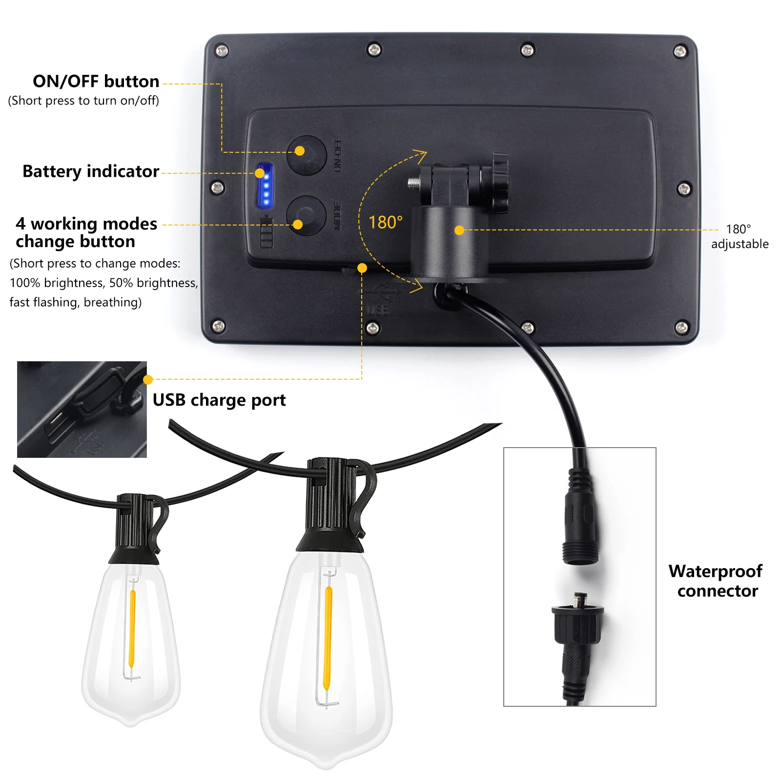 Factory Wholesale Solar String Light St38 Led Bulb 29ft,50ft,100ft ...
