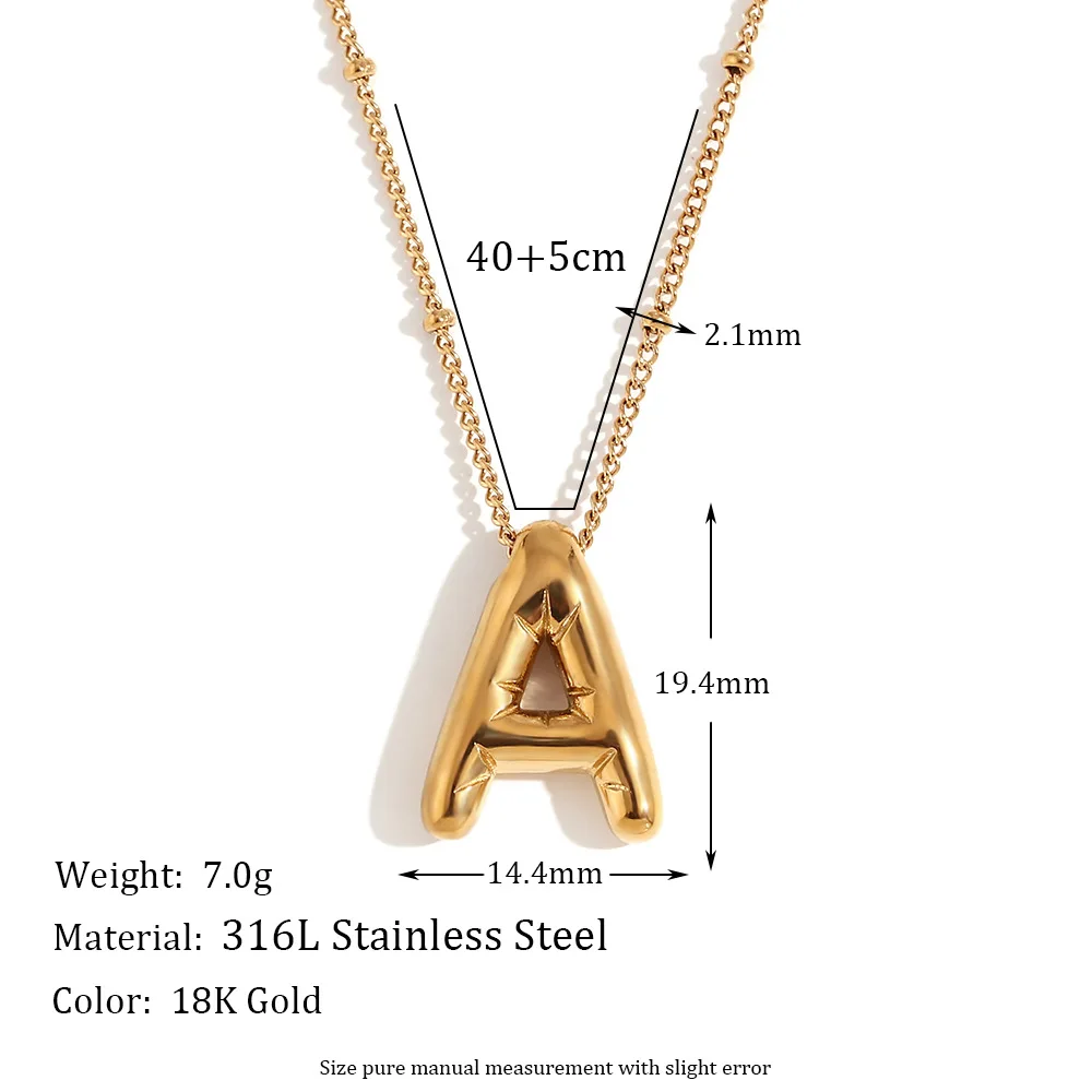 Custom Bubble Letter Stainless Steel Necklaces for Women
