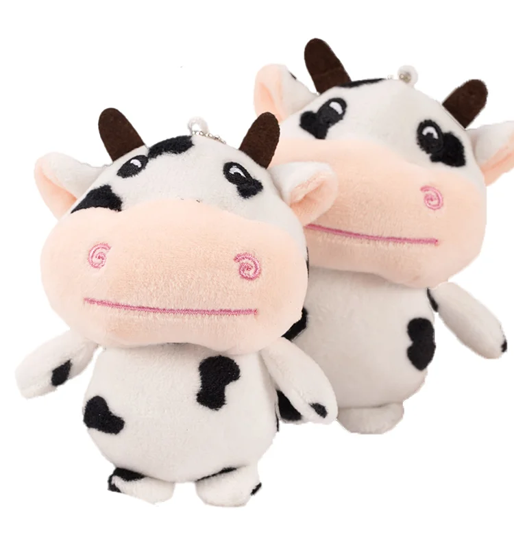 Custom 10cm Cute Mini Cattle Stuffed Cow Soft Plush Toy Keychain ...