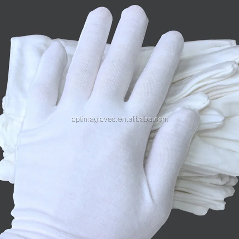 Pure Color White Gloves Inspection White Cotton Work Gloves Jewelry ...