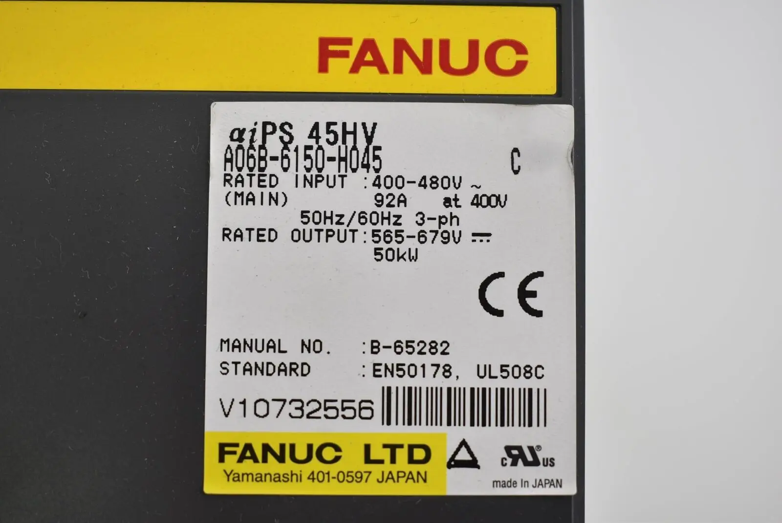 Fanuc Power Supply Aips 45hv 400-480 V 92a 50/60 Hz A06b-6150-h045 Ac Servo Motor Servo Drives ...