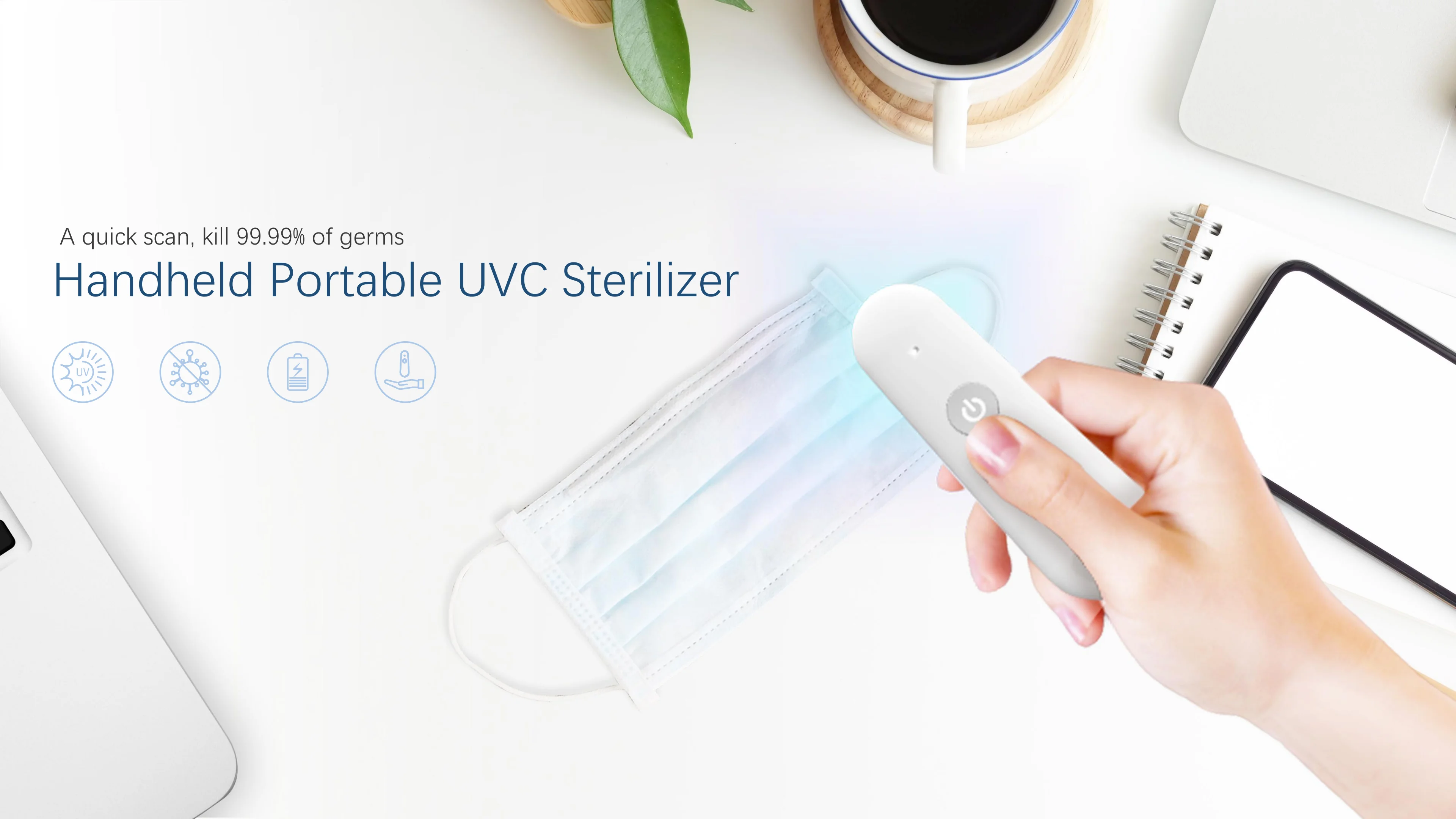 Handheld Portable Uv Light Sterilizer Uvc Sanitizer For Disinfection ...