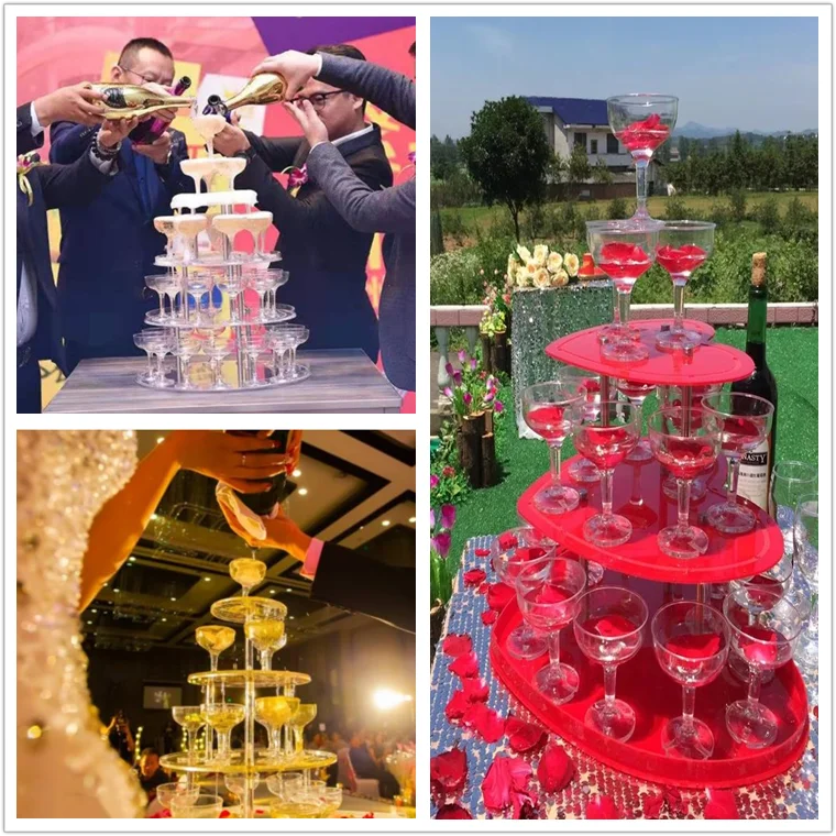 Five-Layer Round Glowing Wine Tower for Weddings - Elegant Champagne ...
