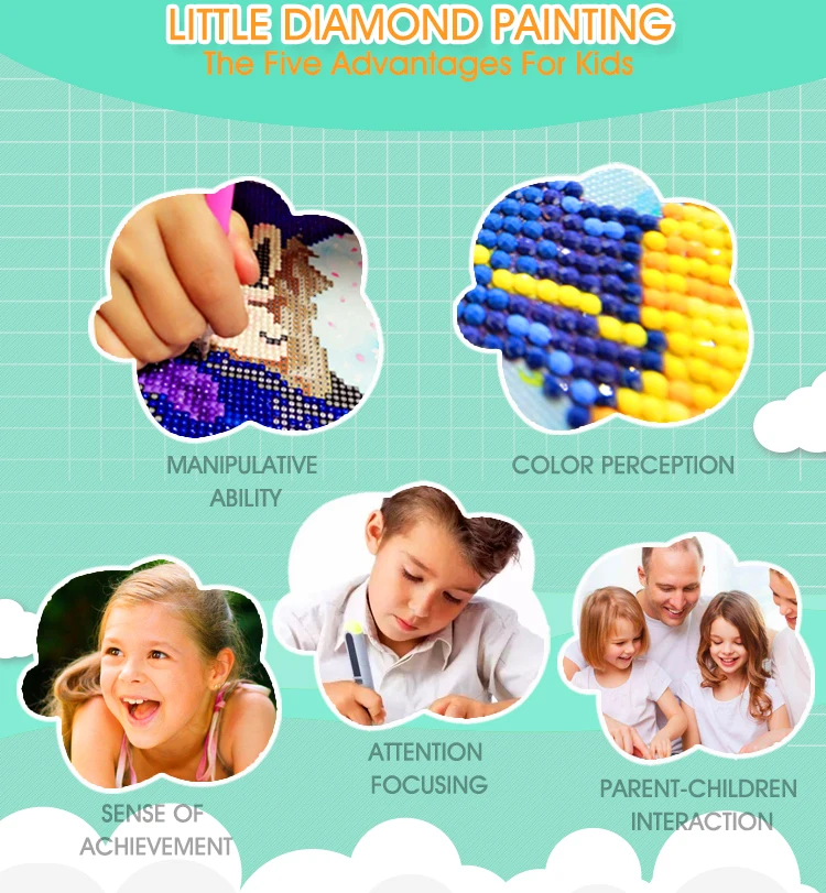 New Children's Diamond Painting Cute Cartoon Animals Puzzle Sticker 5d ...