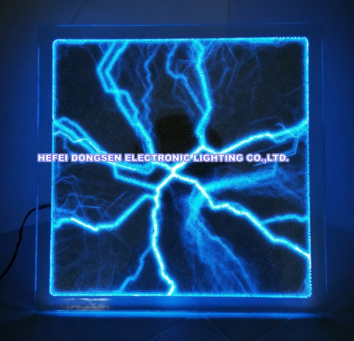 12 Inch Square Plasma Plate - Blue Light Holiday Decor