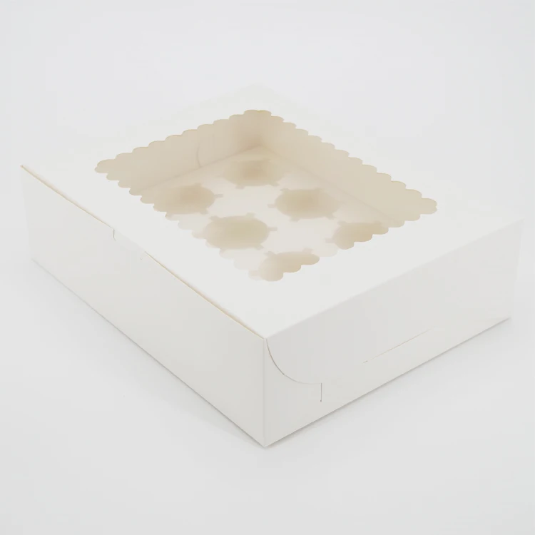 Mini Cupcake Box 24 Cavity White and Brown Flat Shipping 350GSM With ...