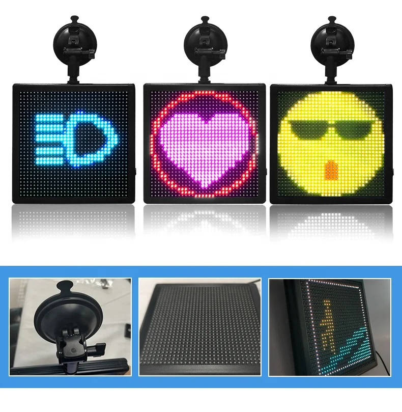 Wireless Bluetooth App Controlled Emoticon Animated Screen Car Emoji ...