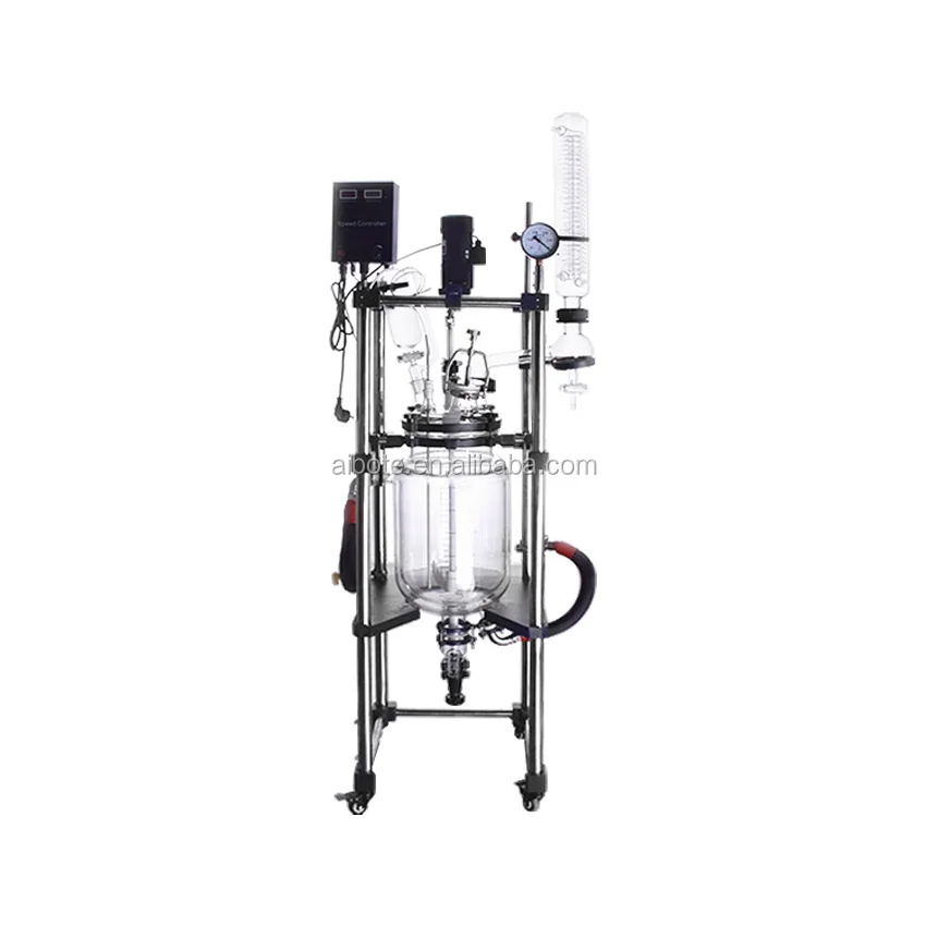 Laboratory Chemical Synthesis Agitator 10l Jacketed Glass Reactor With ...