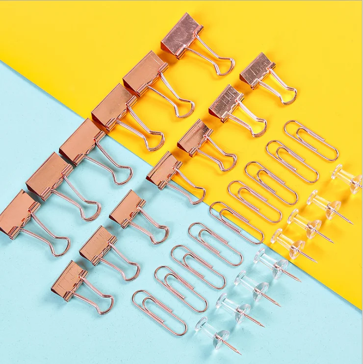 Binder Clips Paper Clamp Push Pins Sets Notes Letter Ticket Bookmark ...