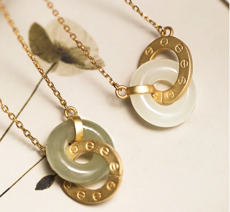 Circle Jadeite Necklace In Solid 14k Gold And Natural Jadeite Pendant ...