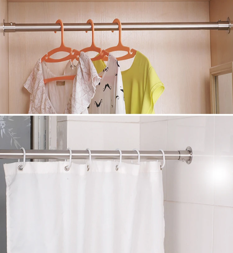 Chrome-finish Stainless Steel Wall-mounted Wardrobe Rail Set For ...