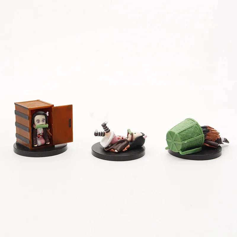 Nezuko Figure with Box Bamboo Basket - Demon Slayer Mini Figurine Set