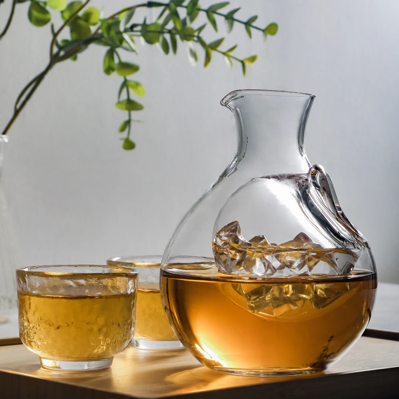 Ice Cold Sake Chilled Server Japanese Cold Sake Glass Decanter Bottle ...