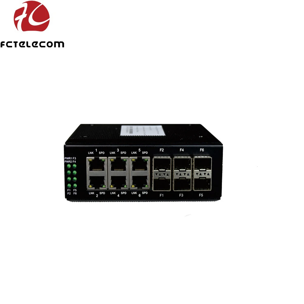 Industrial Rail 6GE+6SFP Ring Network Switch - Reliable Fiber Optic