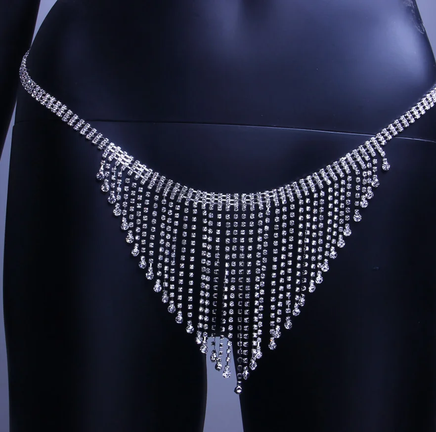 Luxury Crytal Lingerie Set Body Chain Harness For Women Sexy Rhinestone Bra And Thong Set