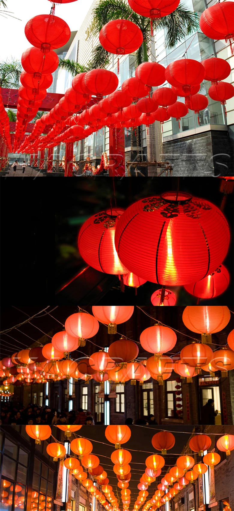 Huaai Round Silk New Year Red Chinese Fu Lanterns for Wholesale