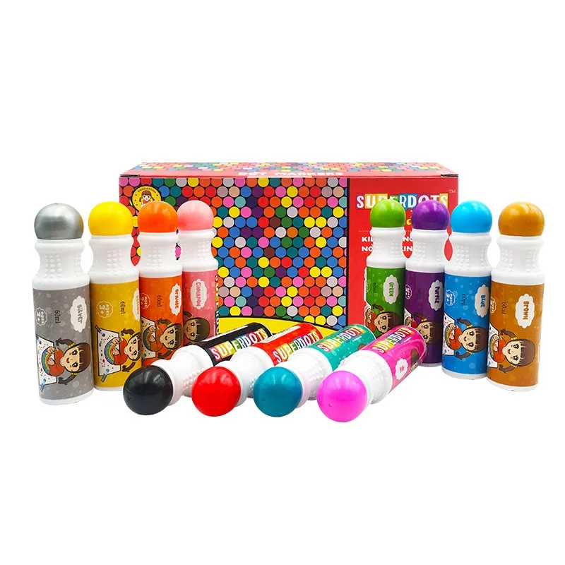 Ch2822 Kids Art Set: Twelve Super Washable Kids Dot Markers Plus Six ...