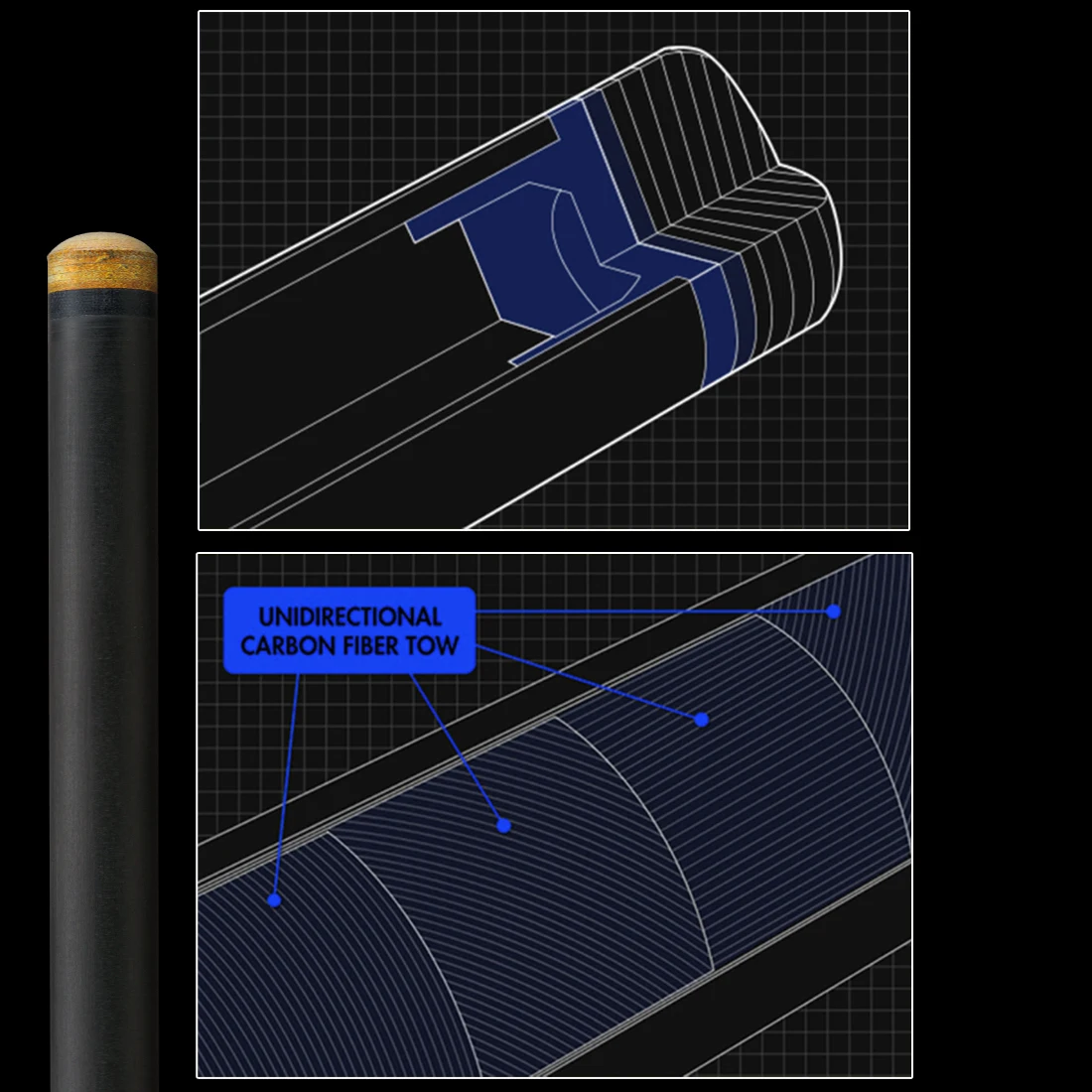 KONLLEN Carbon Fiber Shaft - Precision Pool Cue Stick