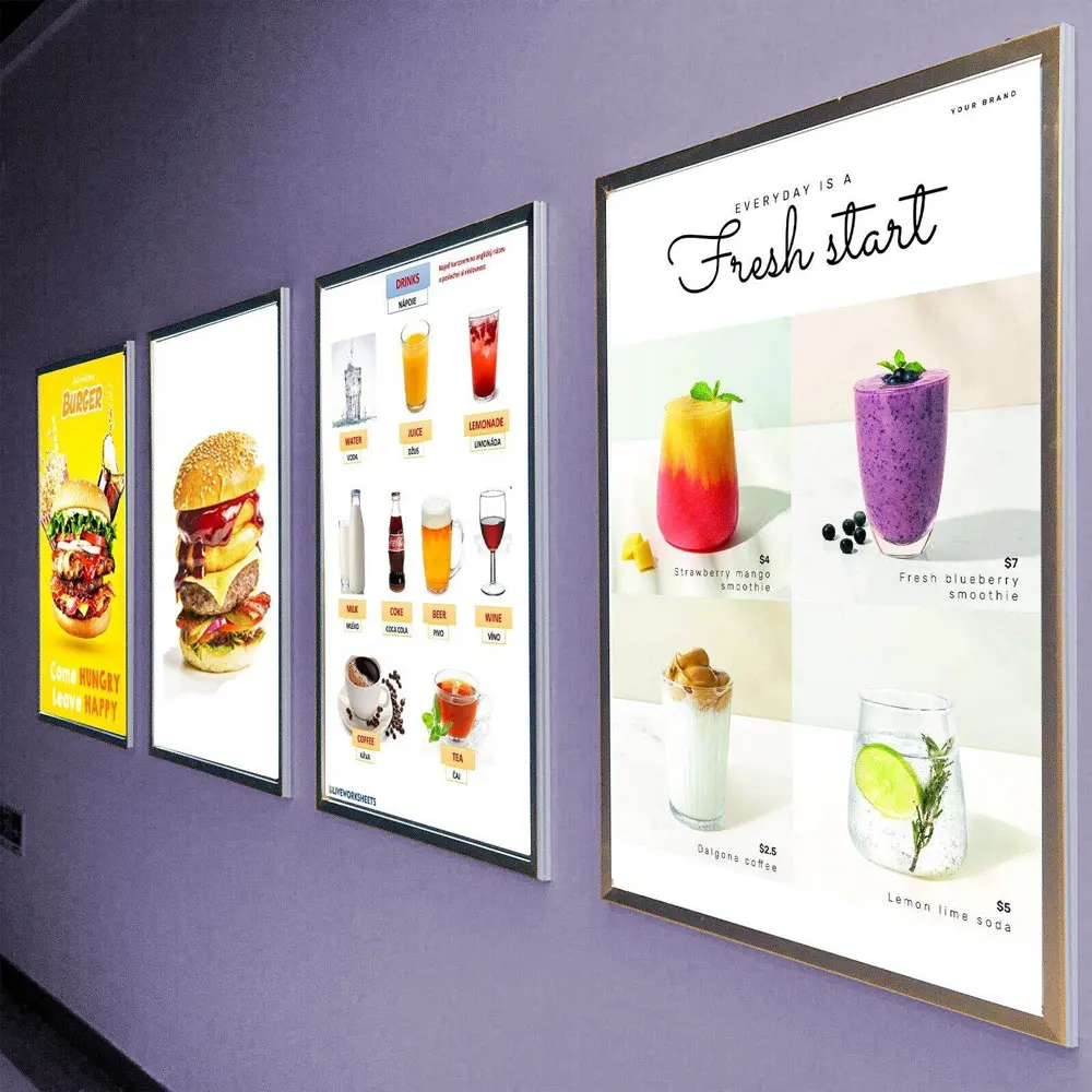 Customized Indoor Advertising Led Movie Posters Tempered Glass Aluminum ...